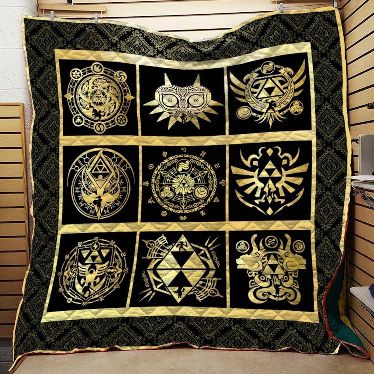 Legend Of Zelda Symbols Quilt For Fans Quilt and Home Decor - One Buddy ...