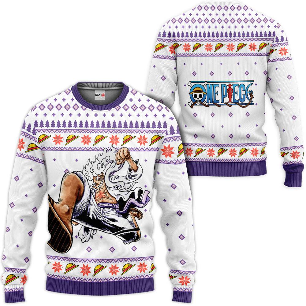 Luffy Gear 5 White Custom Anime Ugly Christmas Sweater VA1808 Perfect ...