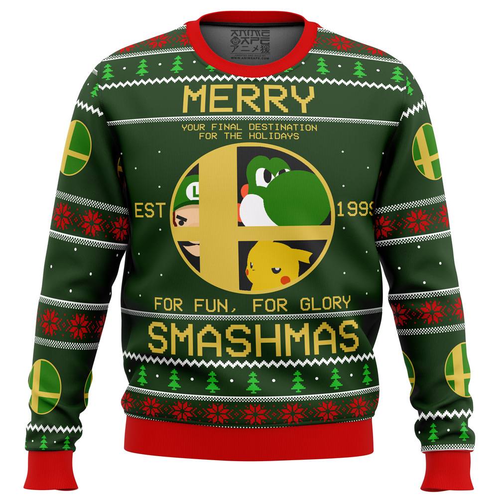Super Smash Bros Merry Smashmas Ugly Christmas Sweater Perfect And ...